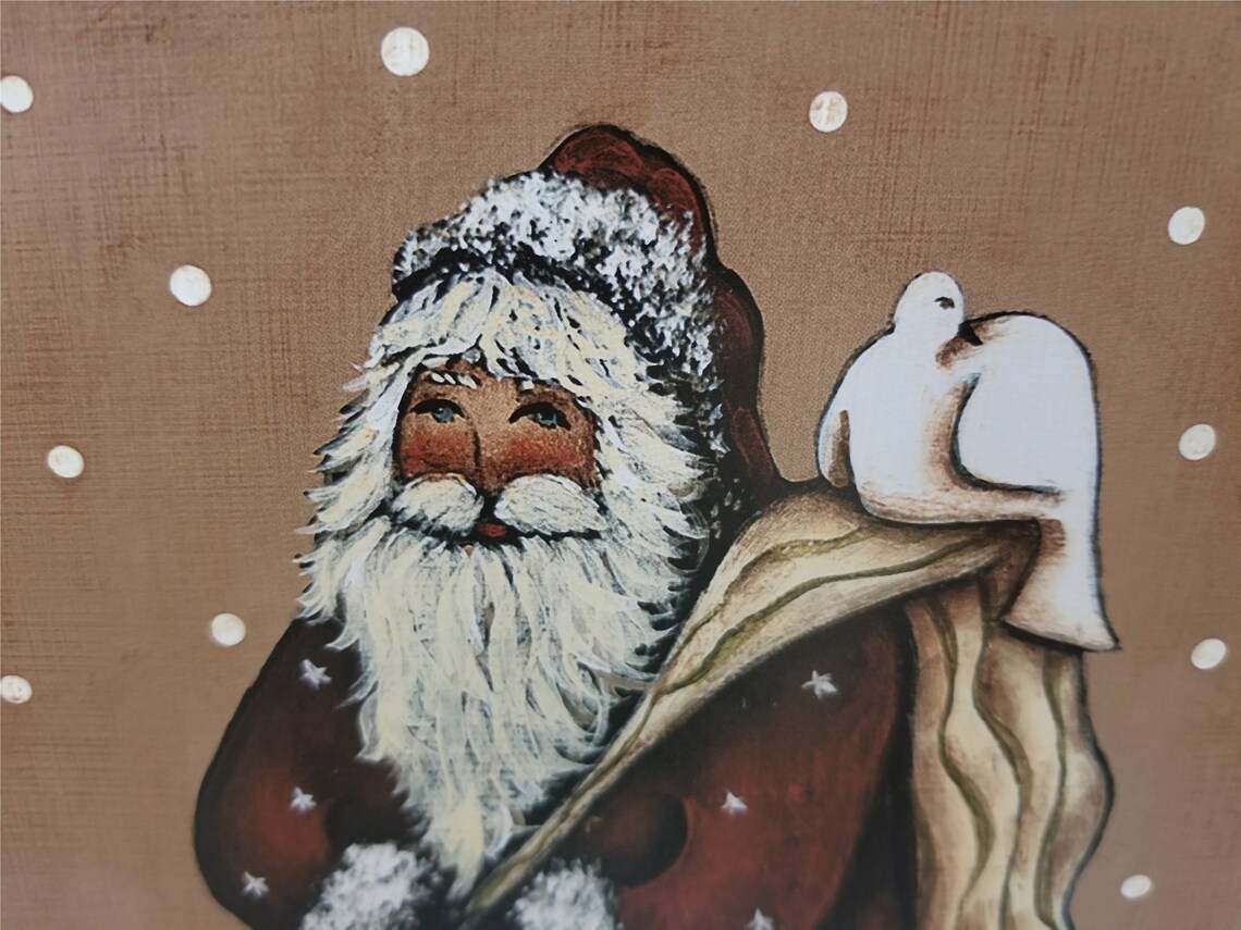 BELIEVE Folk Art Print. Primitive Old World Santa Christmas Sampler by ...