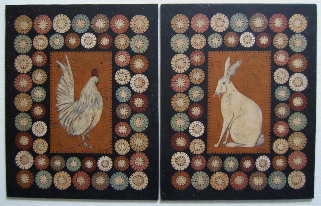 Penny Rug Rabbit and Rooster, DIY Painting Craft E-pattern by Donna ...