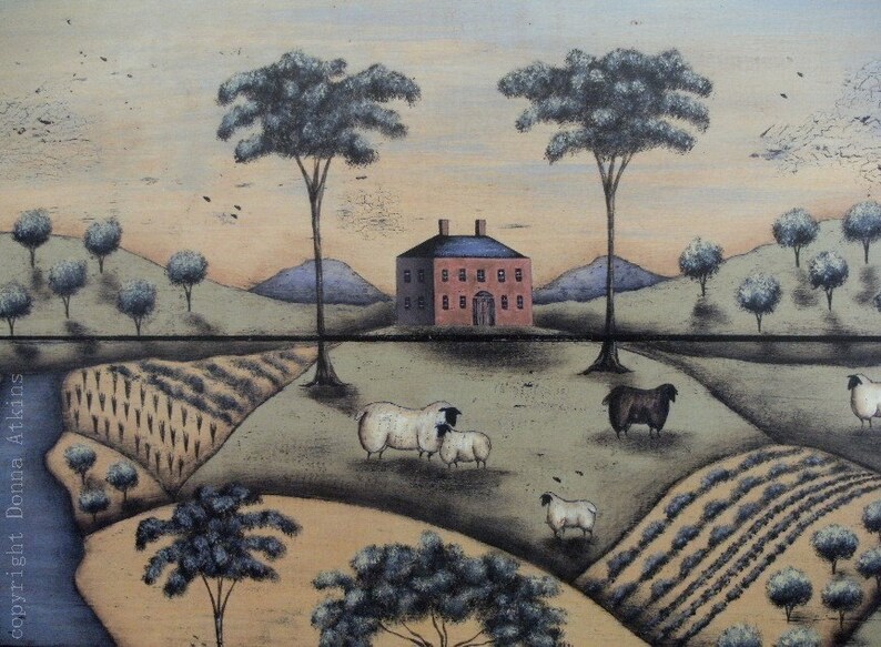 Pastoral Landscape Folk Art Print, 1800's the Gentleman Farmer by Donna ...