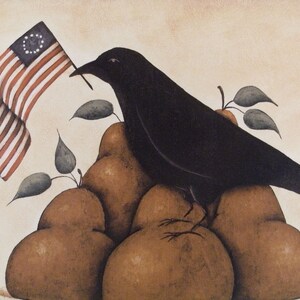 Patriotic Crows. Bowl of Apples and Pears. Pastoral Landscape Bowls ...