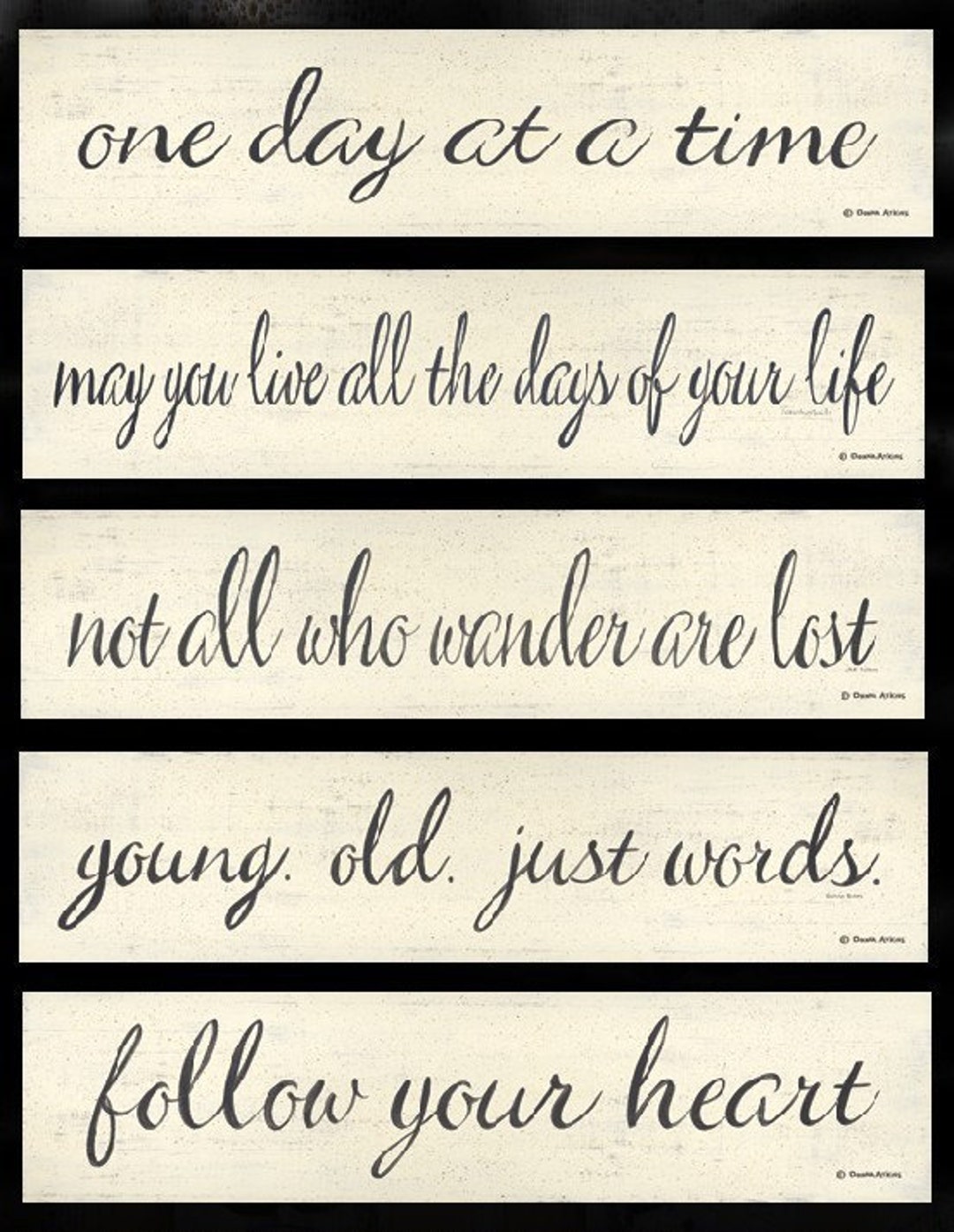 5 Inspirational Word Quotations Prints by Donna Atkins. Mix and Match ...