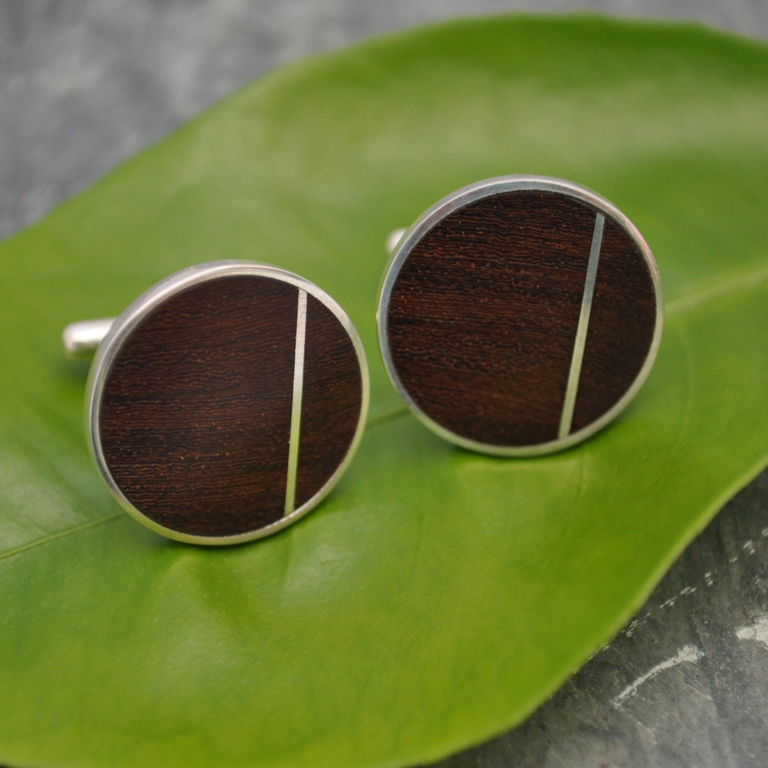 Wood Cufflinks Sterling Silver Wooden Cufflinks - Etsy