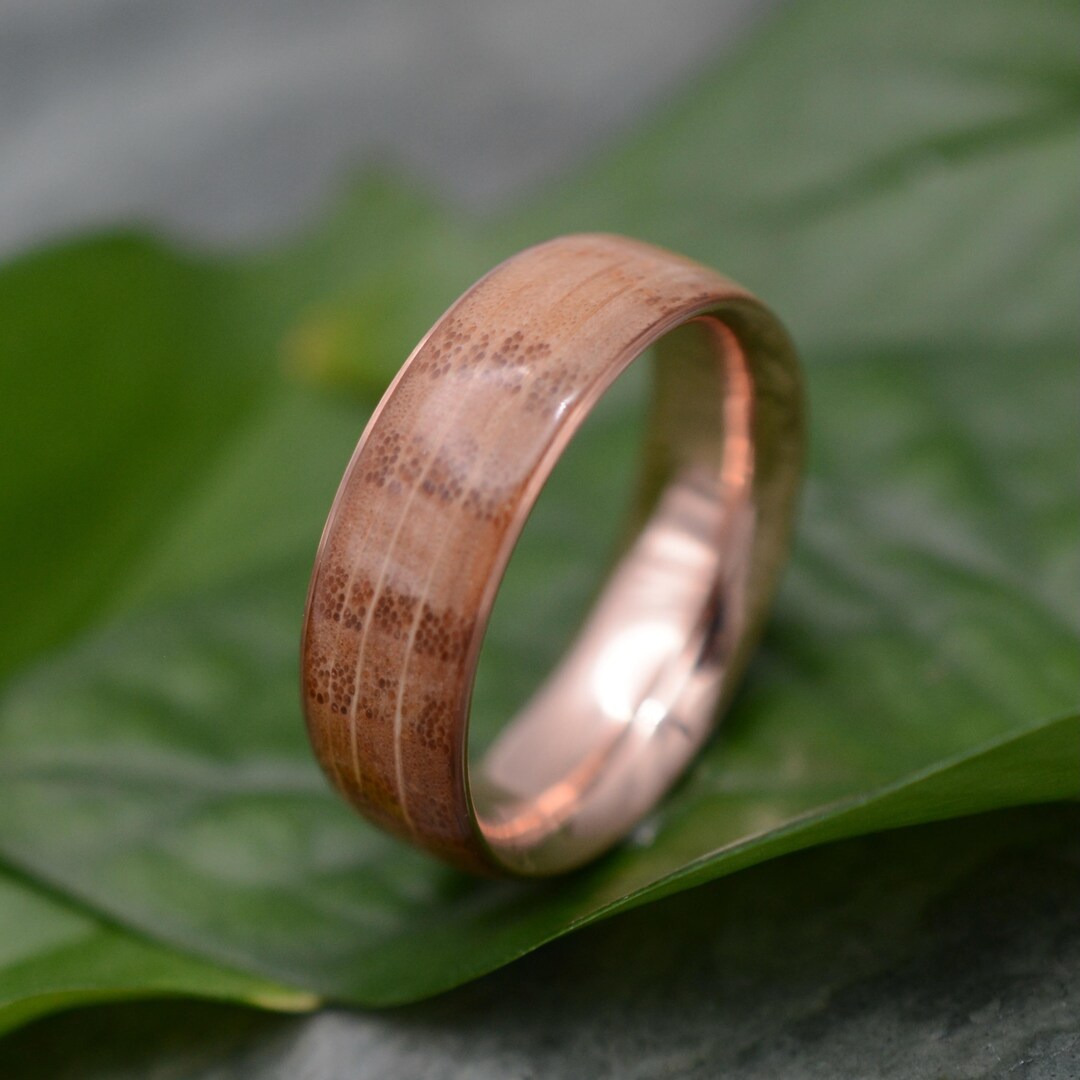 Bourbon Barrel Wedding Band With 14k Rose Gold: Siempre - Etsy