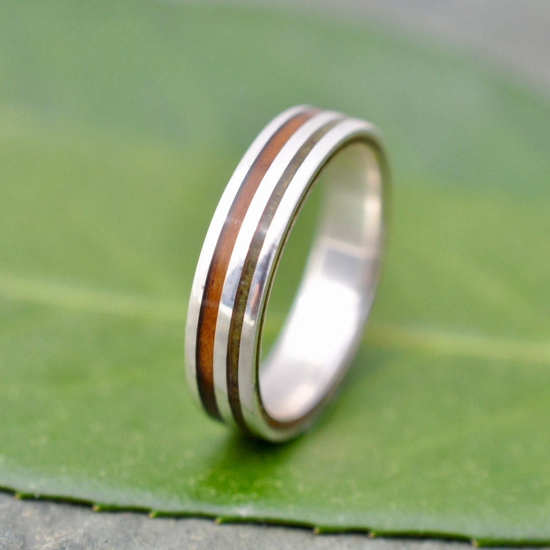Rayo De Luz Jade & Guayacan Wood Ring: Eco-friendly Recycled Sterling ...