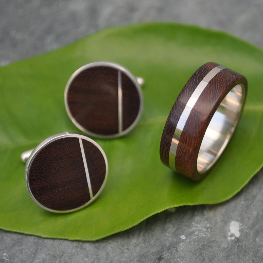 Wood Cufflinks, Sterling Silver Wooden Cufflinks, Ecofriendly Cufflinks ...