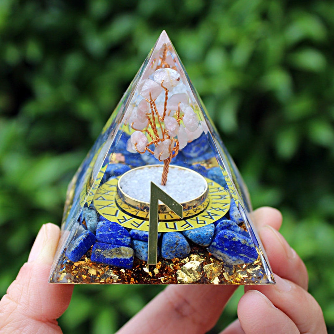 Natural Crystal Orgonite Pyramid Handmade Orgone Pyramide Copper Spiral ...