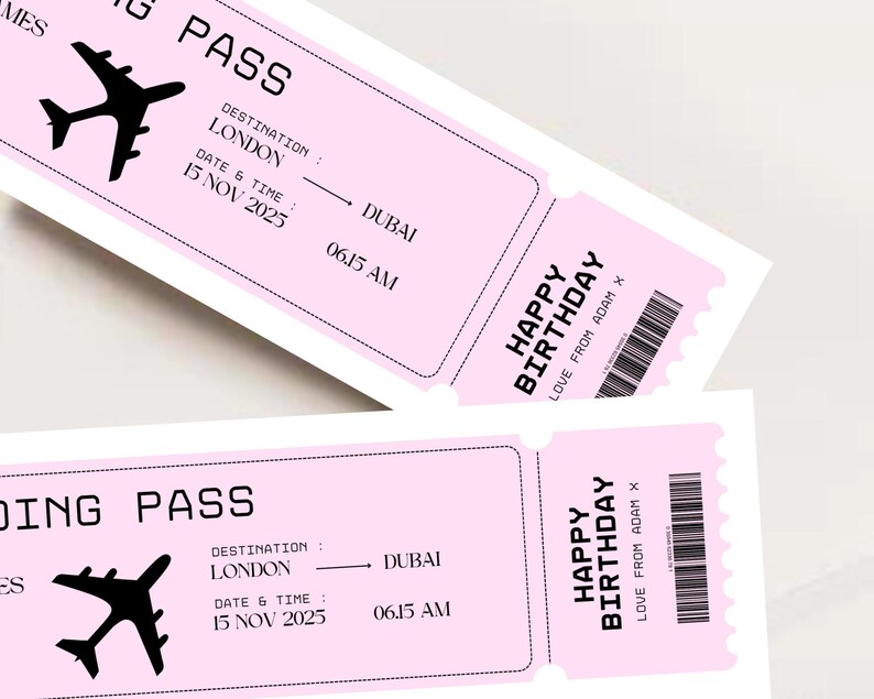 Vintage-style Boarding Pass Invitation Custom Travel Ticket for ...