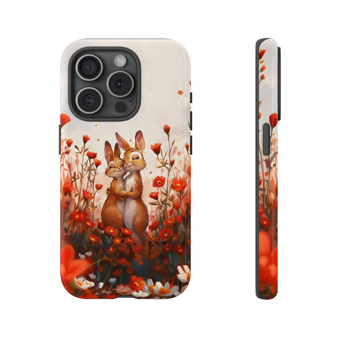 Adorable Chibi Honey Bunnies in Love Couple Phone Case - Cute Rabbit ...