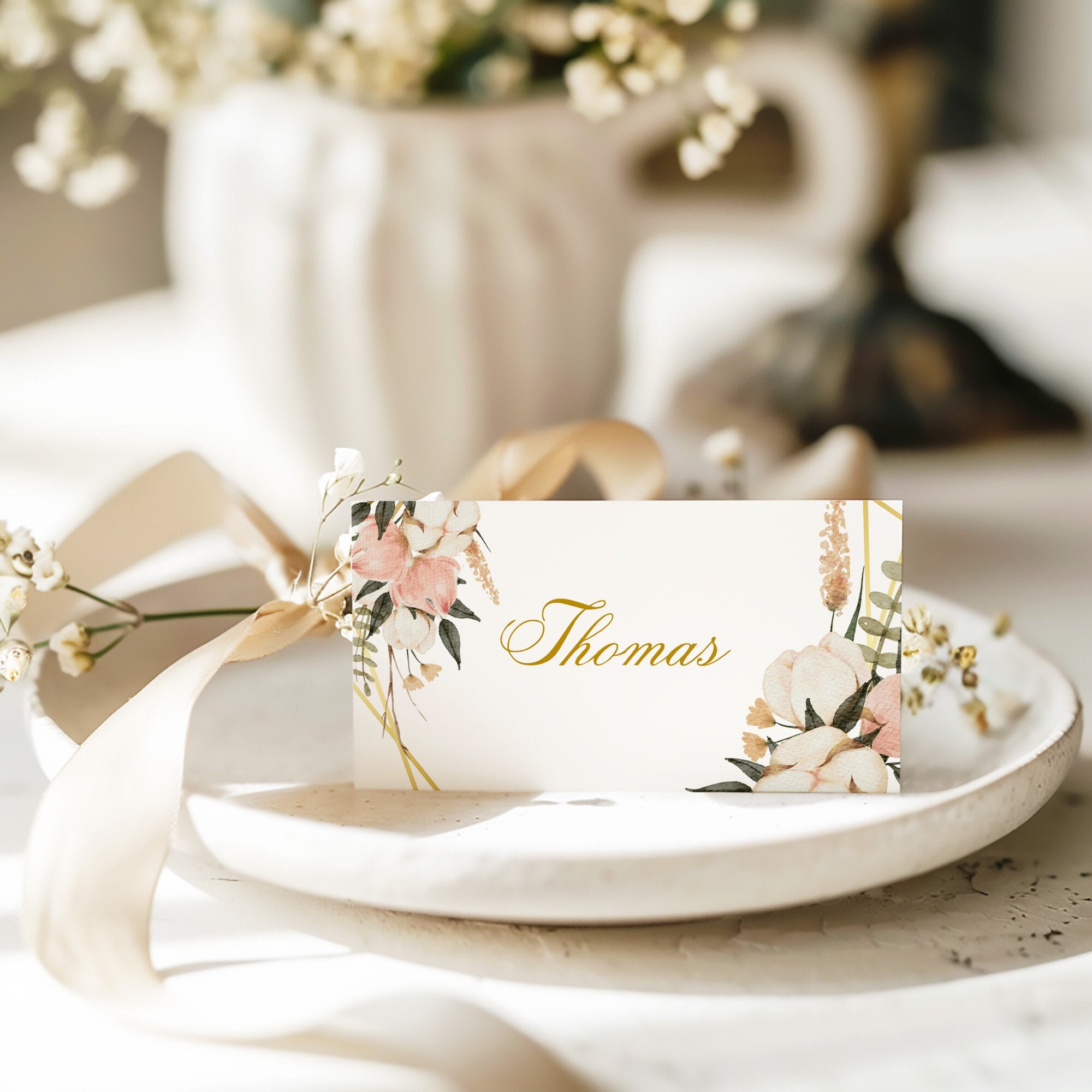 Floral Food Tent Templates, Classic Place Card Template, Wedding Tent ...