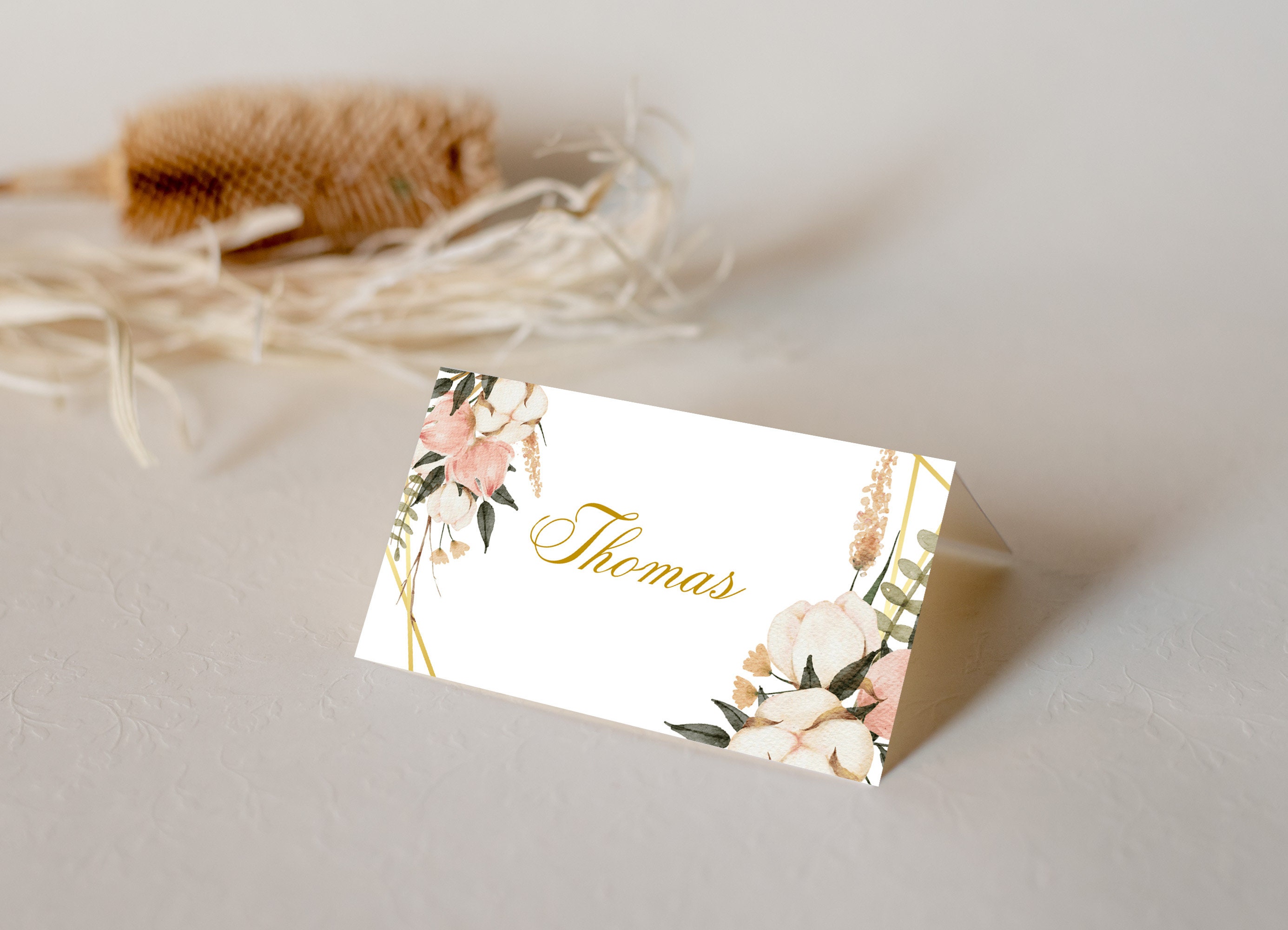 Floral Food Tent Templates, Classic Place Card Template, Wedding Tent ...