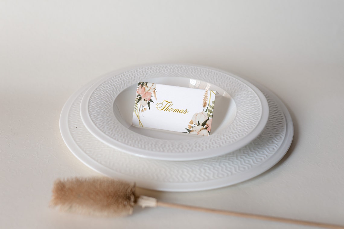 Floral Food Tent Templates, Classic Place Card Template, Wedding Tent ...