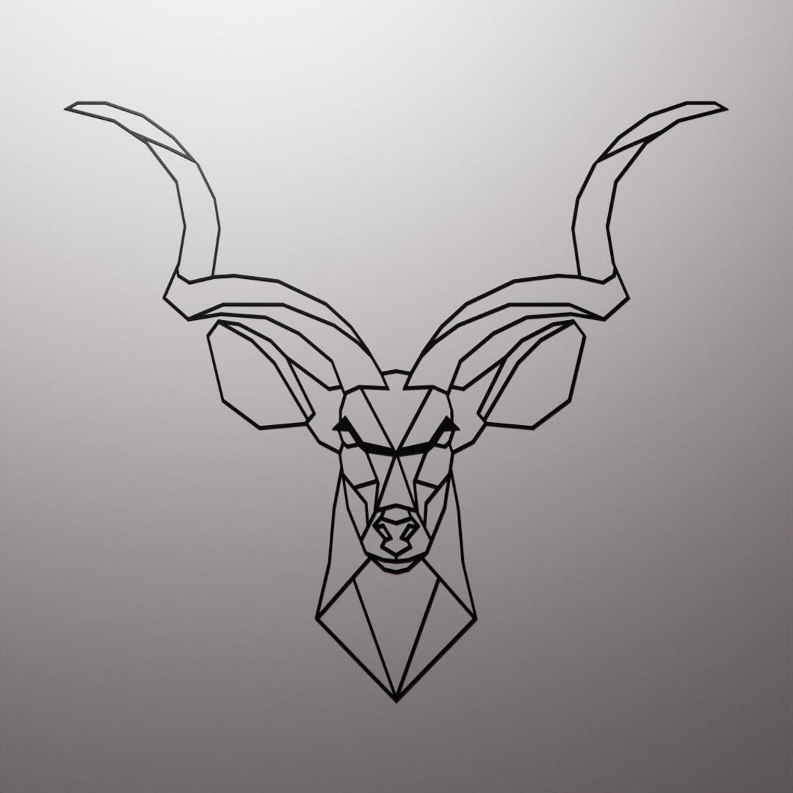 Kudu Low Poly Geometric Head Digital Download DXF PNG SVG and Pdf Files ...