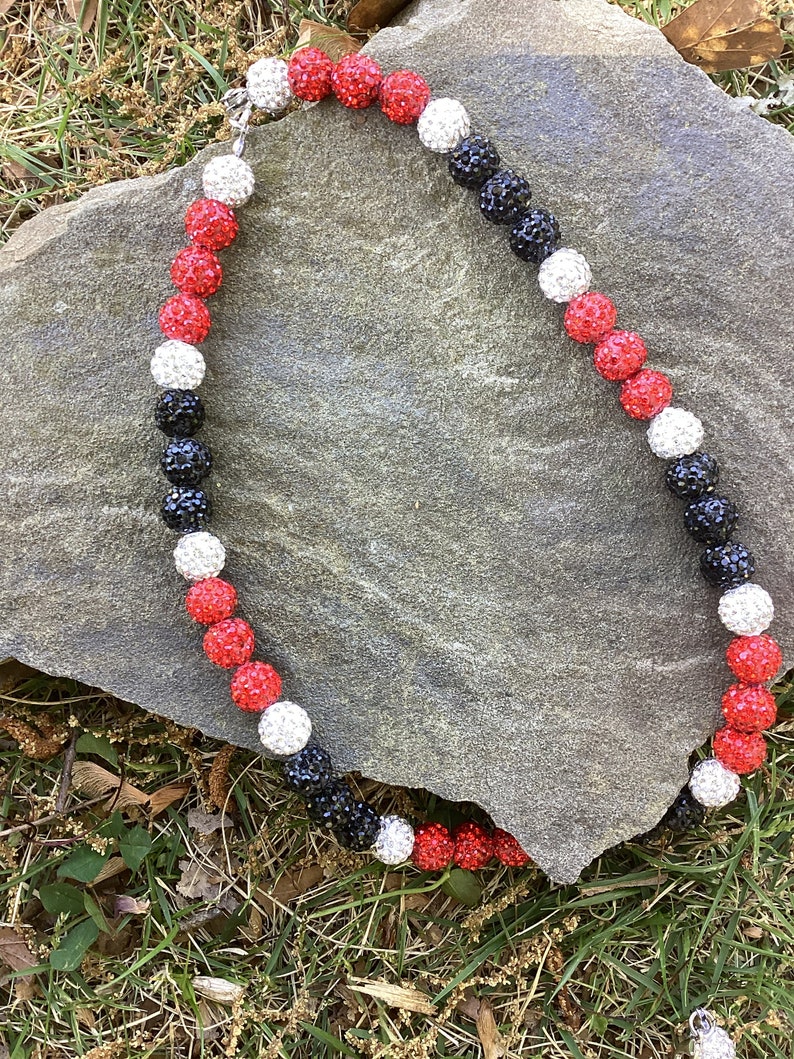 Baseball Bling, Team Color Rhinestone Beaded Baseball Drip Necklace ...