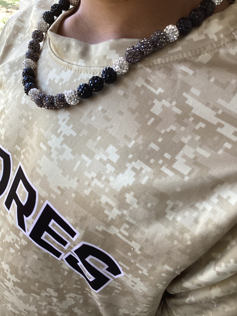 Baseball Bling, Team Color Rhinestone Beaded Baseball Drip Necklace ...