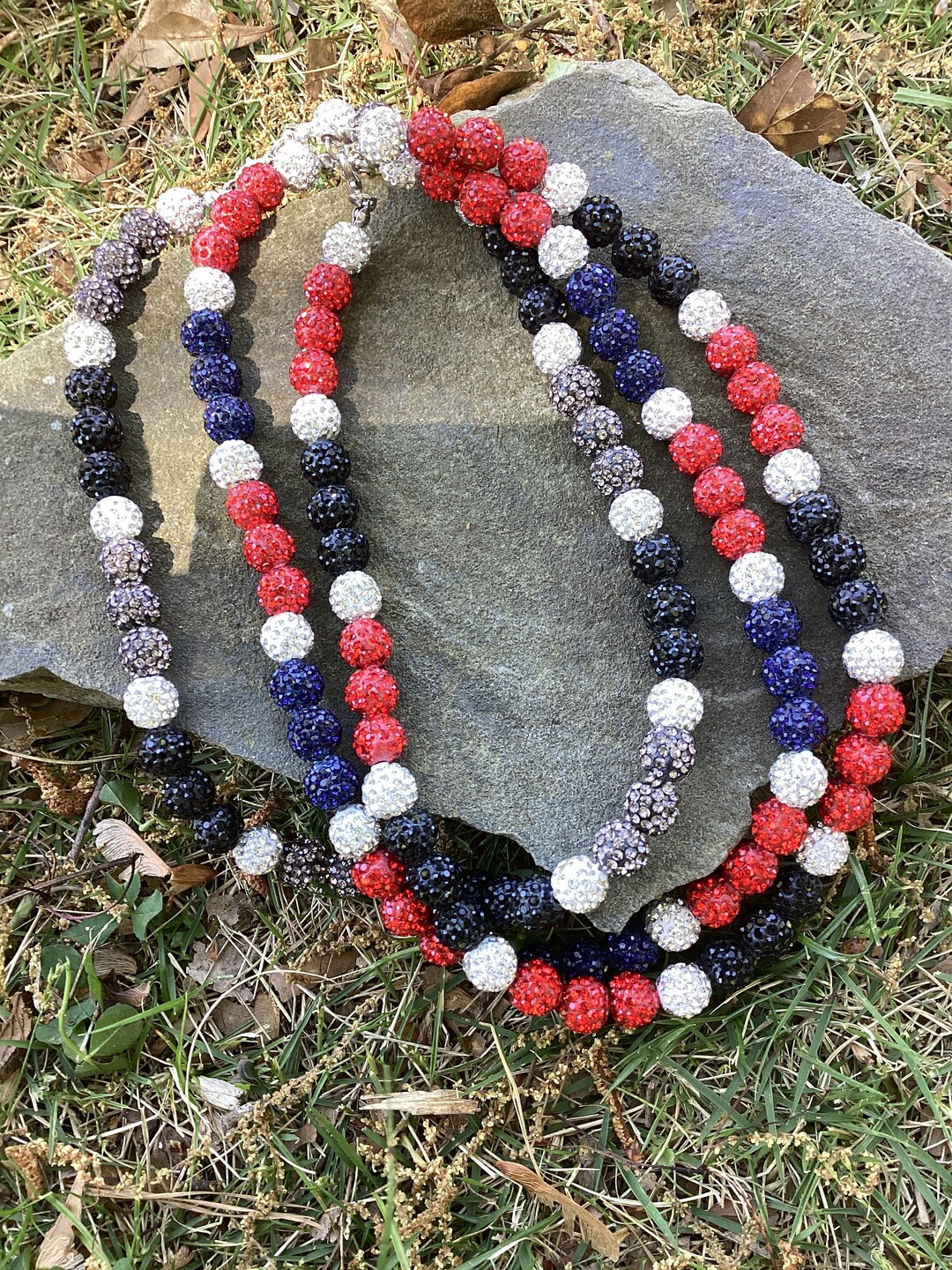 Baseball Bling, Team Color Rhinestone Beaded Baseball Drip Necklace ...