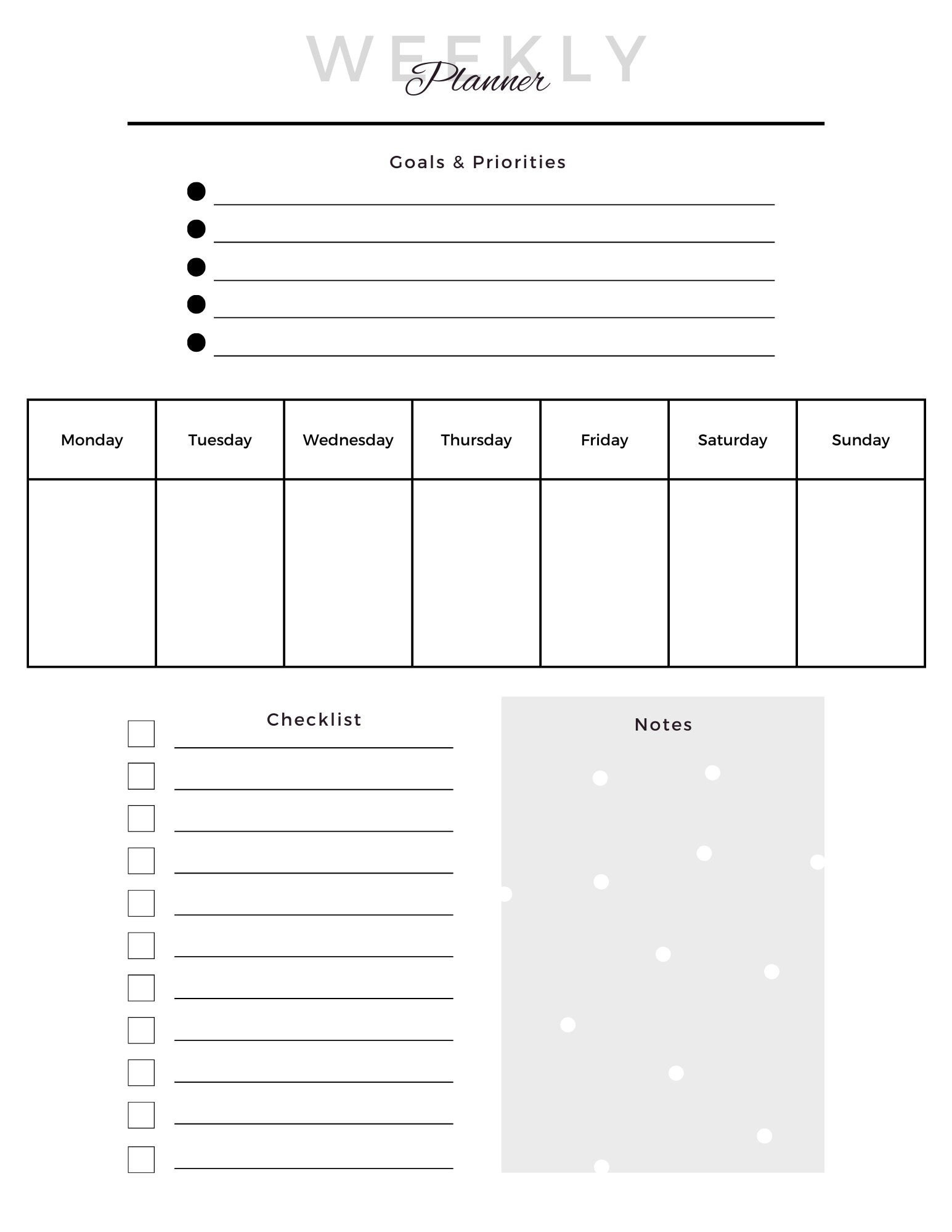 Minimalist, Printable Weekly Planner - Etsy