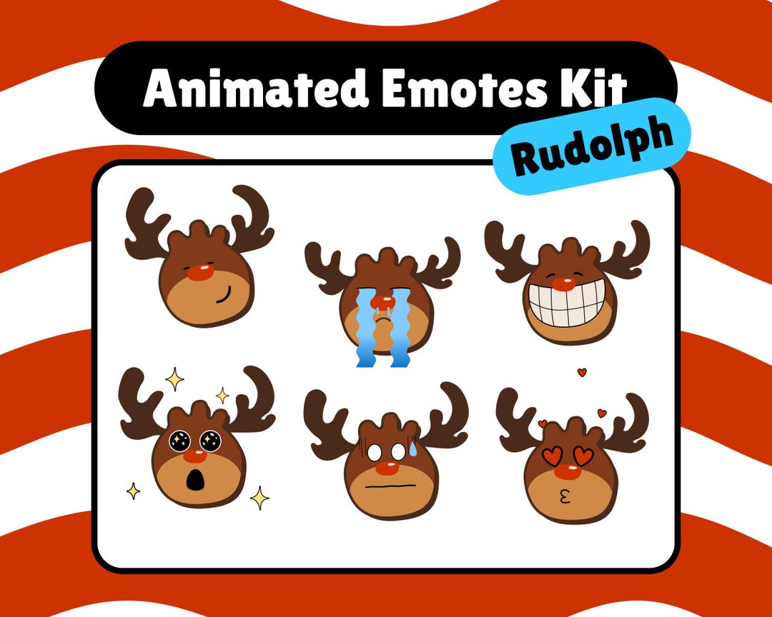Rudolph Santa Animated Twitch Emotes: Funny Xmas Twitch Streams ...