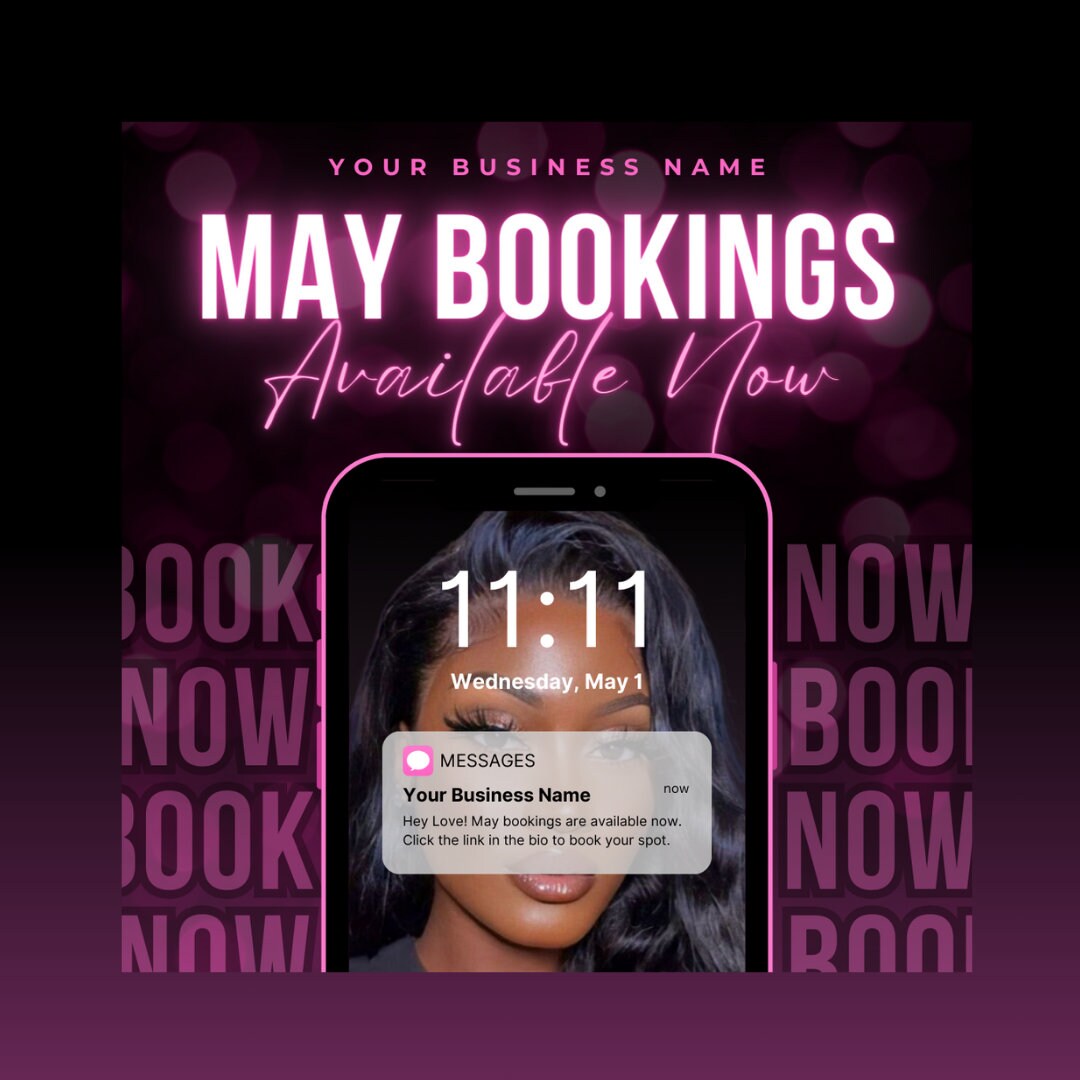 May Bookings Now Available Flyer, DIY Spring Book Now Appointments ...