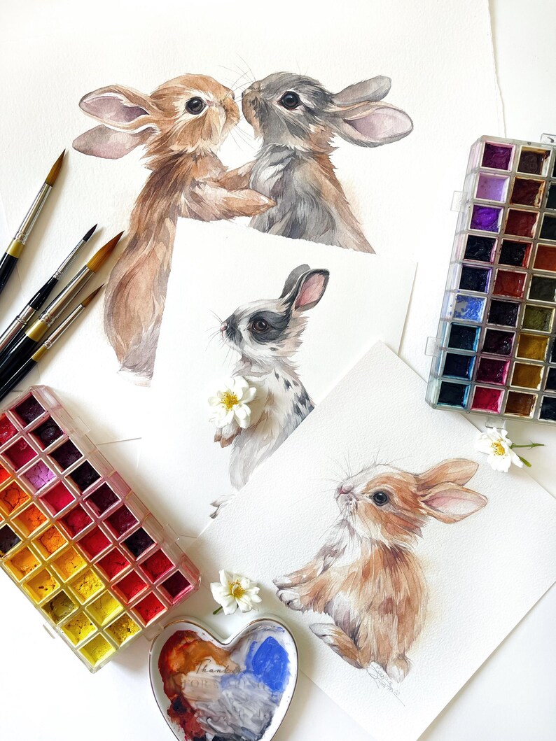 Milo the Bunny. Original Watercolor Painting. - Etsy