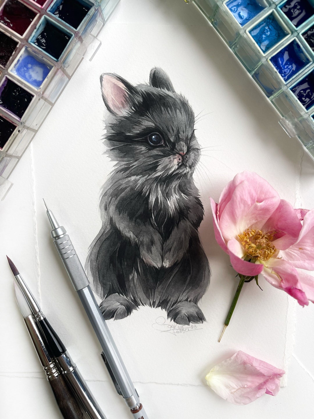 Baby Rabbit. Original Watercolor Painting. - Etsy