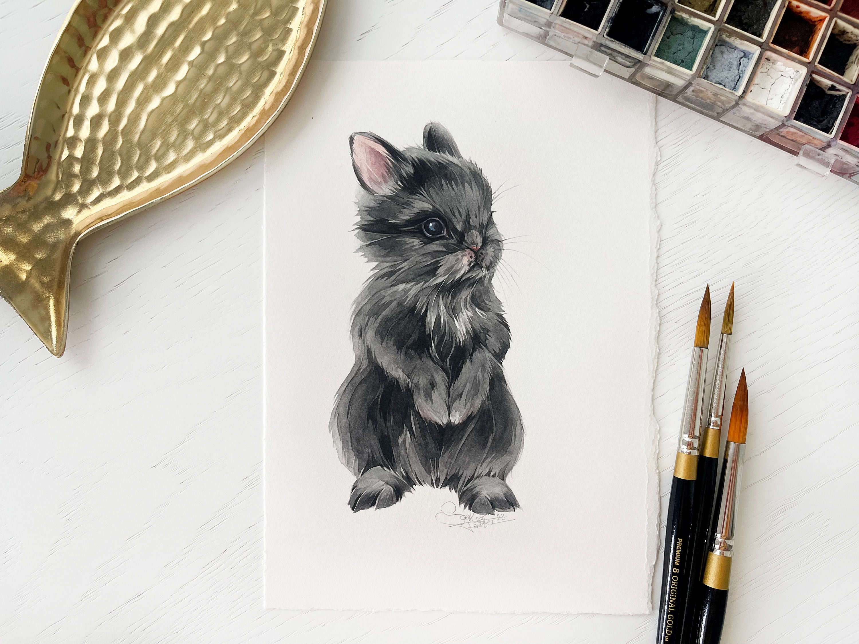 Baby Rabbit. Original Watercolor Painting. - Etsy