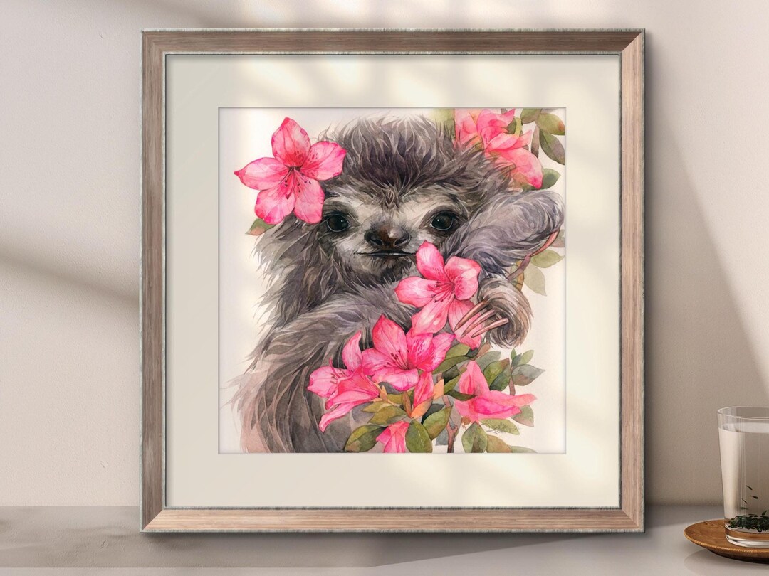 Lily the Sloth. Original Watercolor Painting. - Etsy