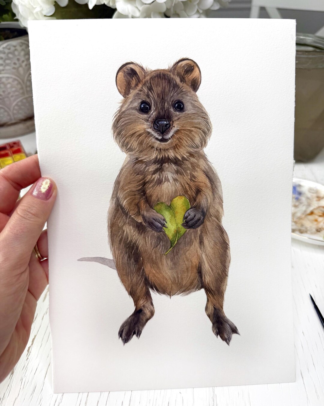 Original Watercolor Painting – Baby Quokka, 7x10, Handcrafted Animal ...