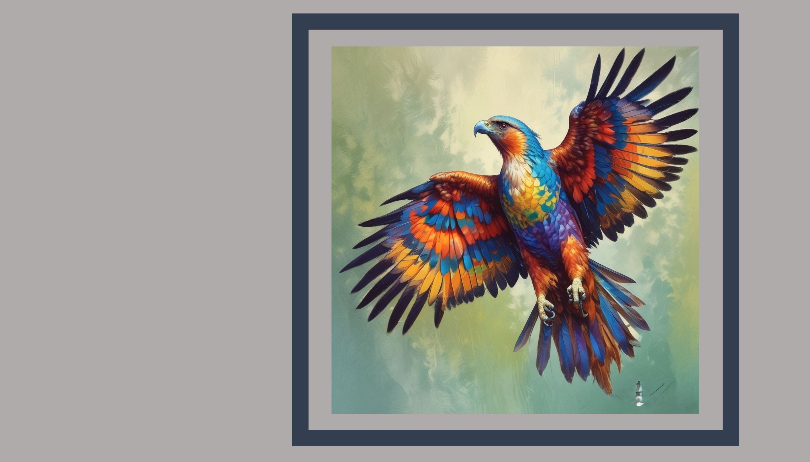 Colorful Rainbow Hawk Digital Art Print, Wall Art, AI Generated, AI Art ...