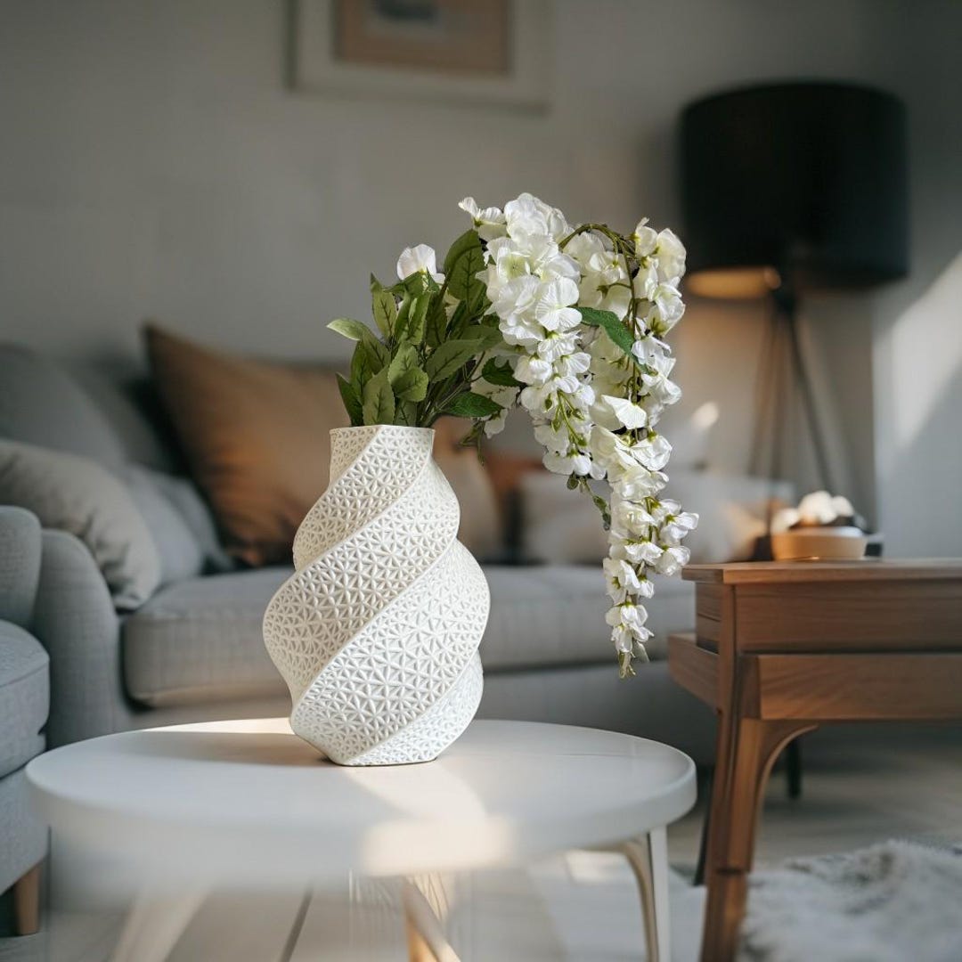 3D Printed Tessela Vase: Twisted Geometric Decor, Japandi Style - Etsy