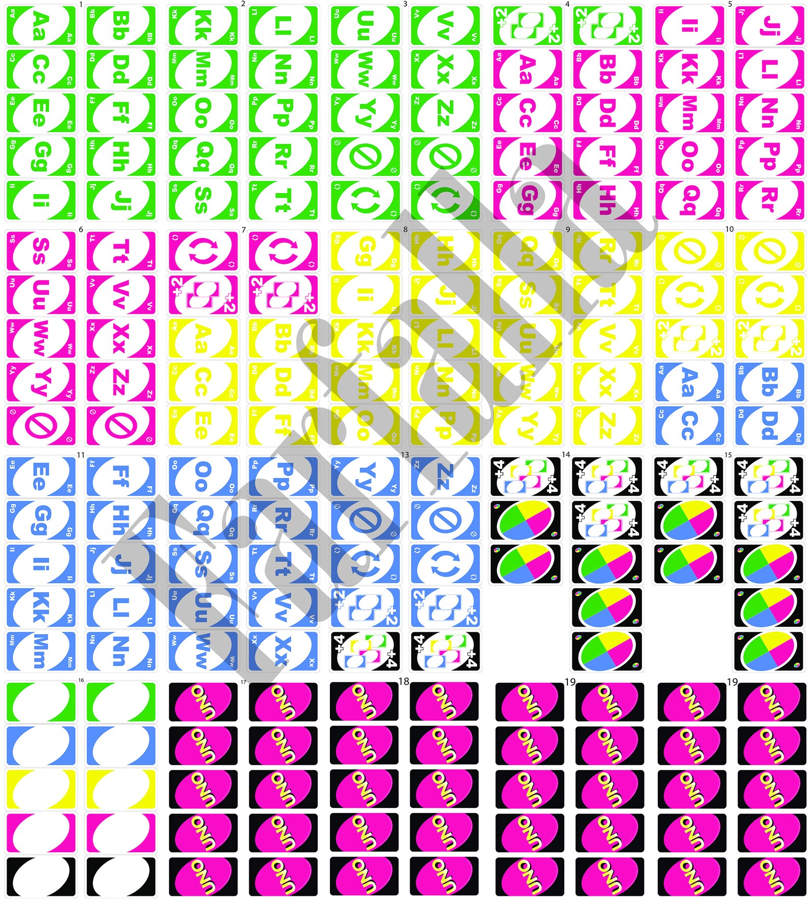 UNO Cards of Printable Letters, UNO Game to Teach Letters, UNO Download ...