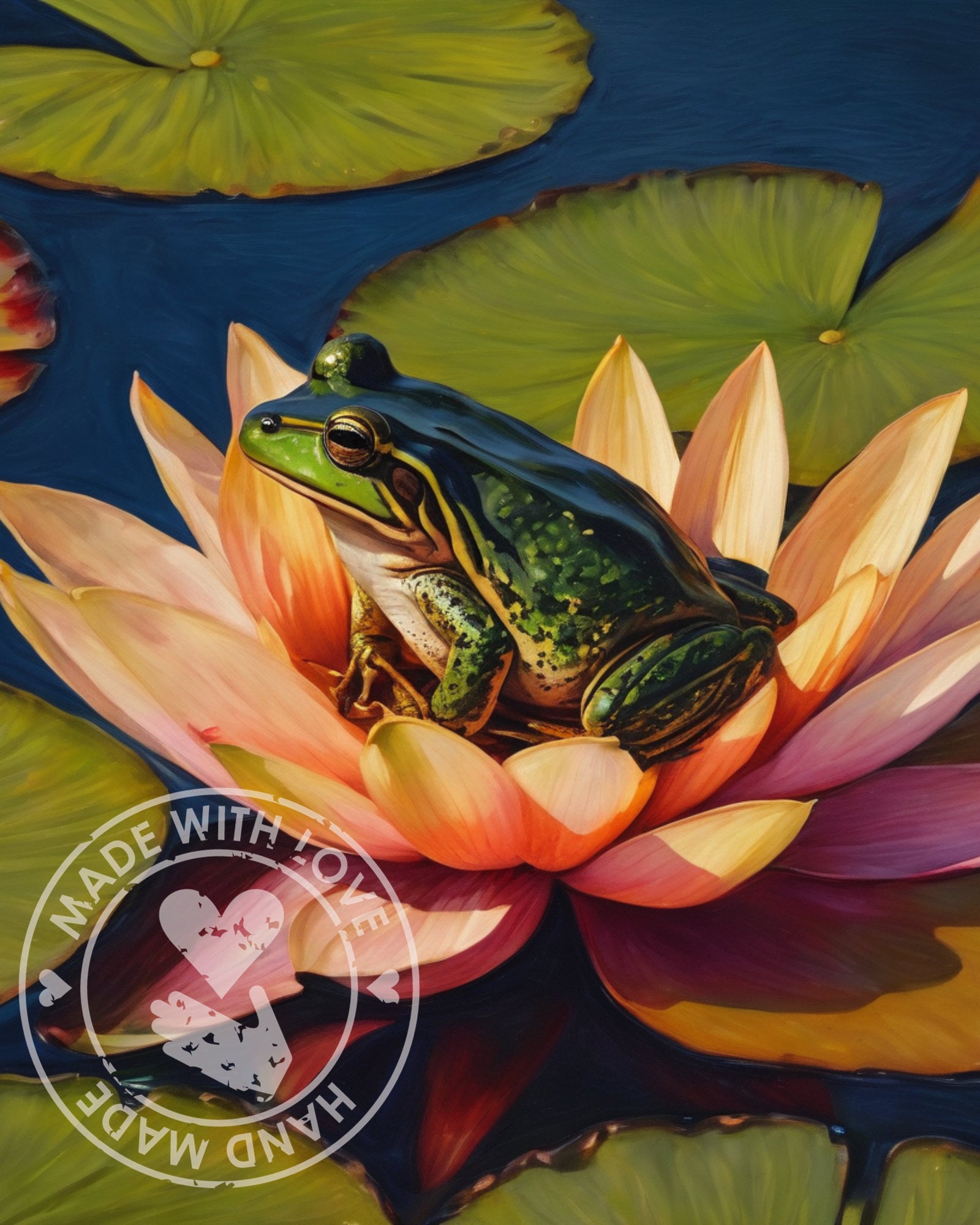 Frog on a Lily Pad Painting digital Prints to Download Two - Etsy