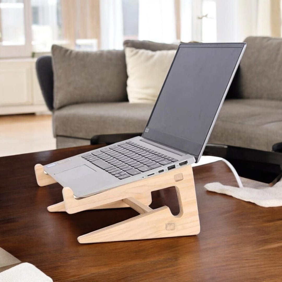 Wooden Laptop Riser for Desk Wood Laptop Stand MacBook Stand & Riser ...