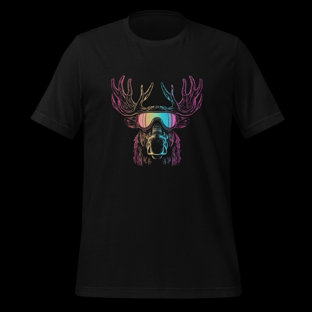 Neon Moose Head With Ski Goggles T-shirt - Etsy
