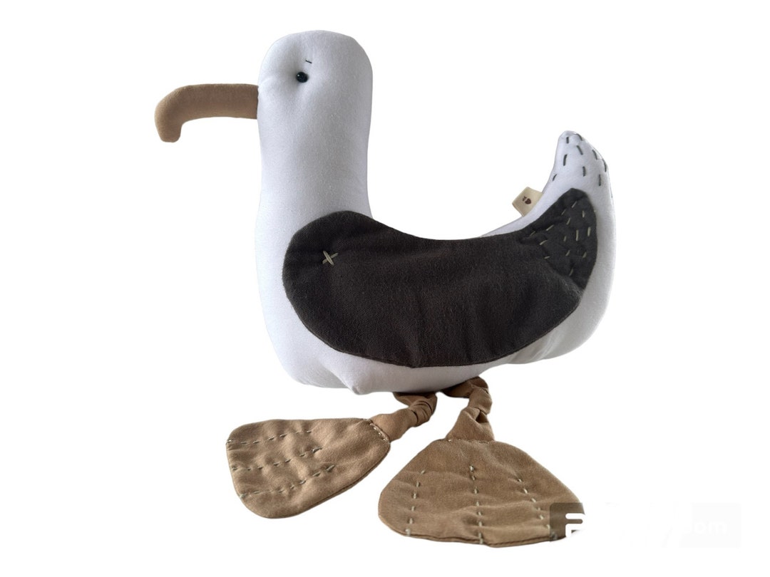 Stuffed Seagull Toy Nautical Gift Baby Gift Embroidery Ocean Bird Soft ...