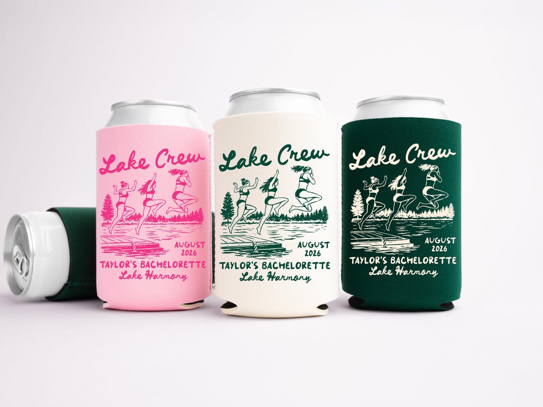 Lake Crew Bachelorette Can Coolers - Custom Camp Bachelorette Party ...