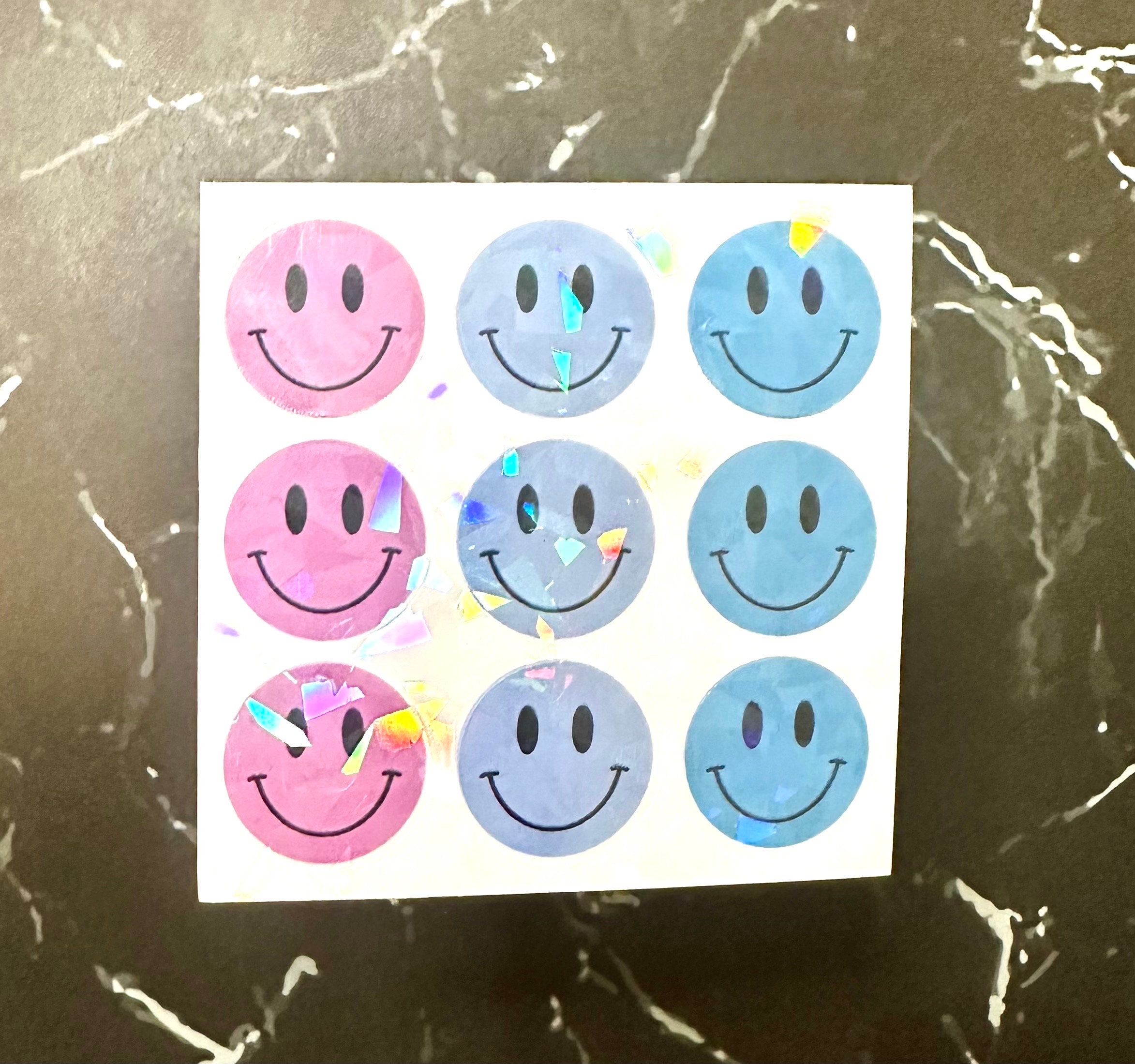 Holographic Smiley Face Vinyl Sticker Set - Etsy