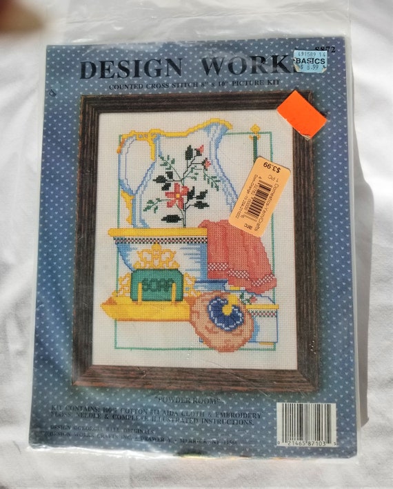 Design Works Vintage Cross Stitch Kit Powder Room 8872 | Etsy