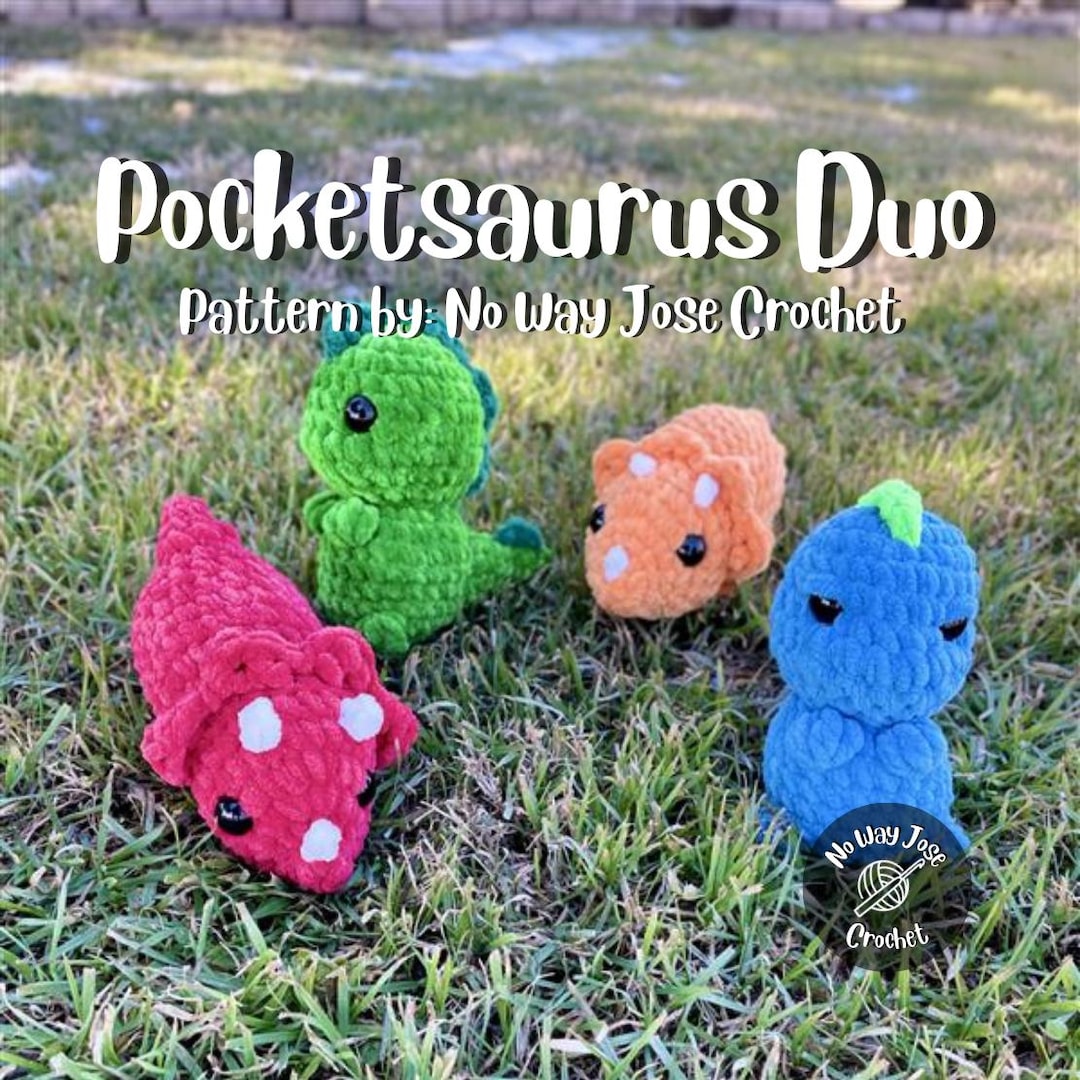 Pocketsaurus Duo Crochet Pattern | Dinosaur Amigurumi Plush | Pocket ...