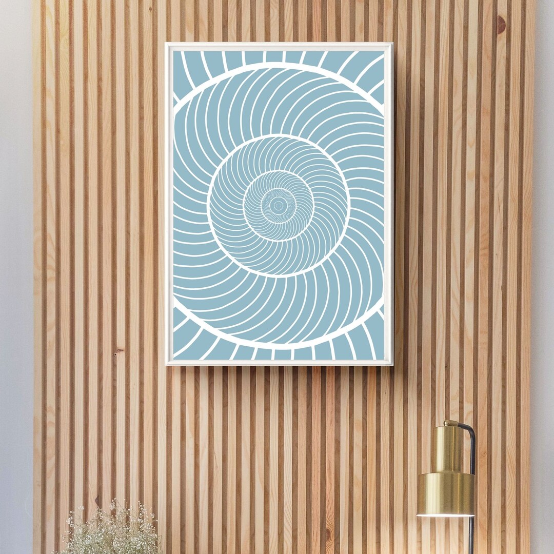 Seashell Wall Art, Coastal Nautical Decor, Blue Gray Poster, Neutral ...