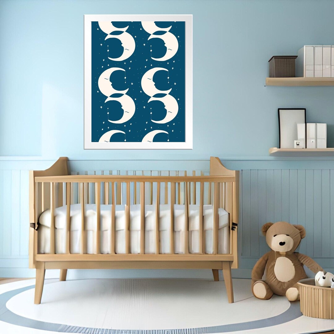 Celestial Moon and Stars Poster, Mystical Wall Art, Dreamy Night Sky ...