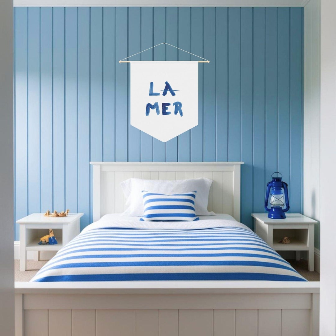 La Mer Pennant the Sea, Beach House Style Flag, Coastal Wall Hanging ...