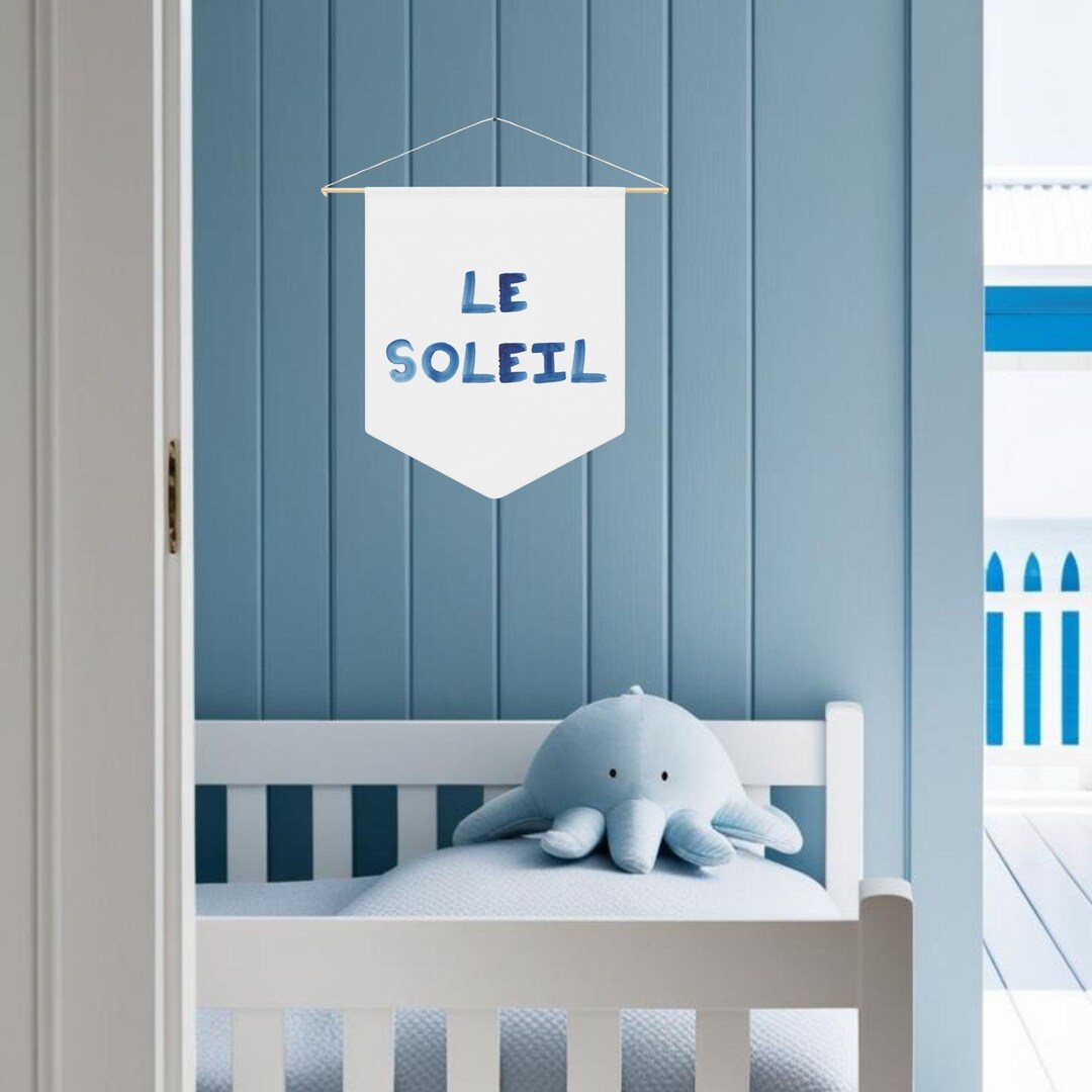 Le Soleil Pennant the Sun , Beach House Style Flag, Coastal Wall Hanging, Inspirational Nautical ...