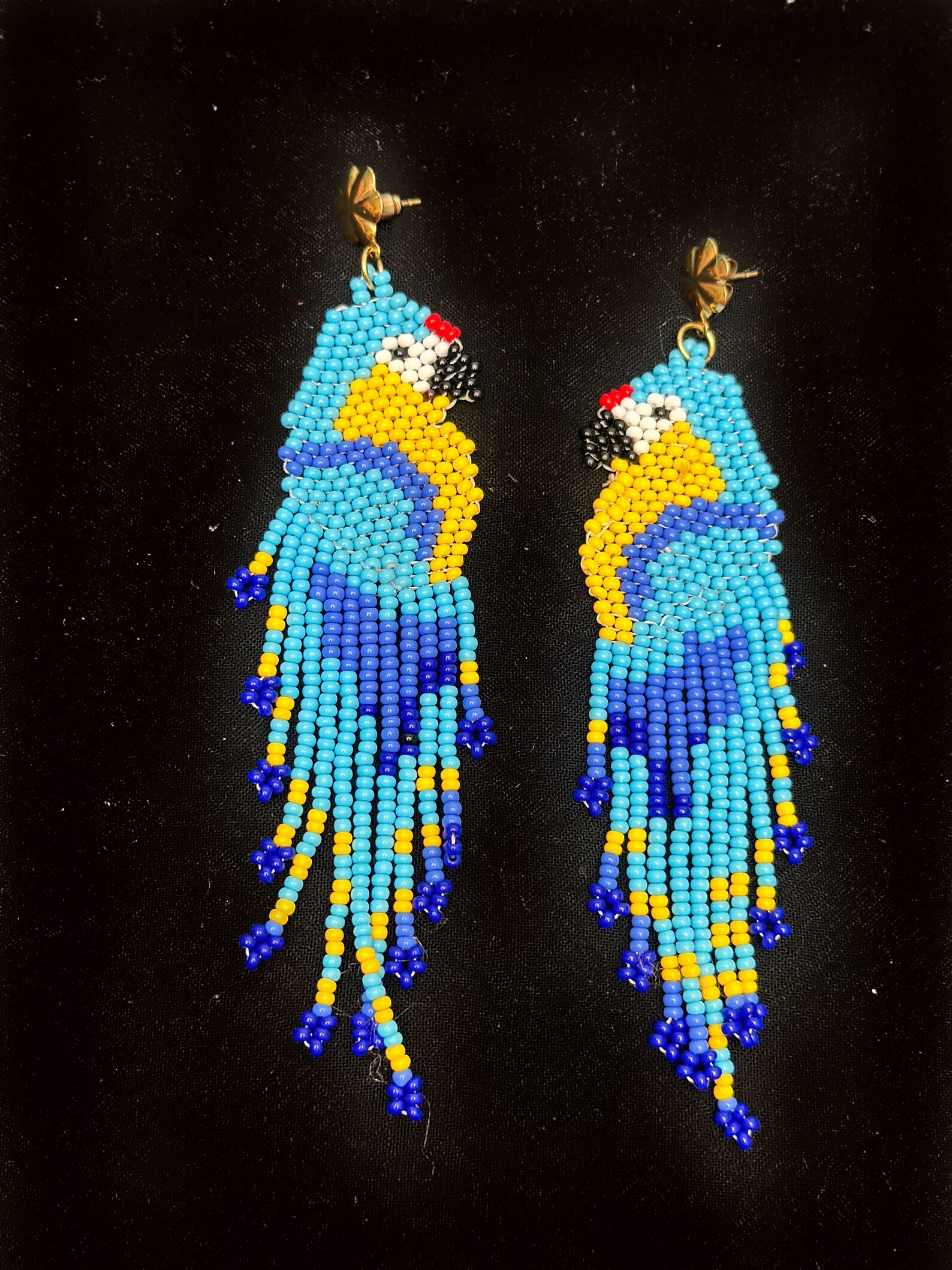 Ethnic embera Hand Beaded Earrings Inspired by American Birds - Etsy