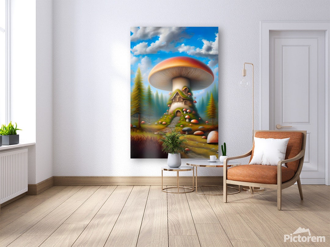Mushroom Poster Mushroom House Digital Print, Surreal Art, Surrealism ...