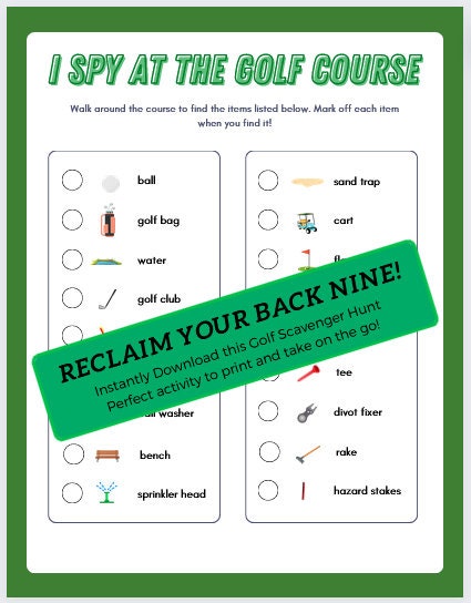 I Spy at the Golf Course Scavenger Hunt Activity Sheet - Etsy