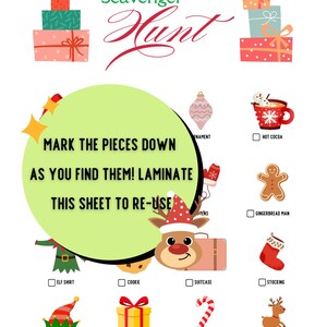 Christmas Elf Scavenger Hunt Printable Holiday Game for Kids, Families ...