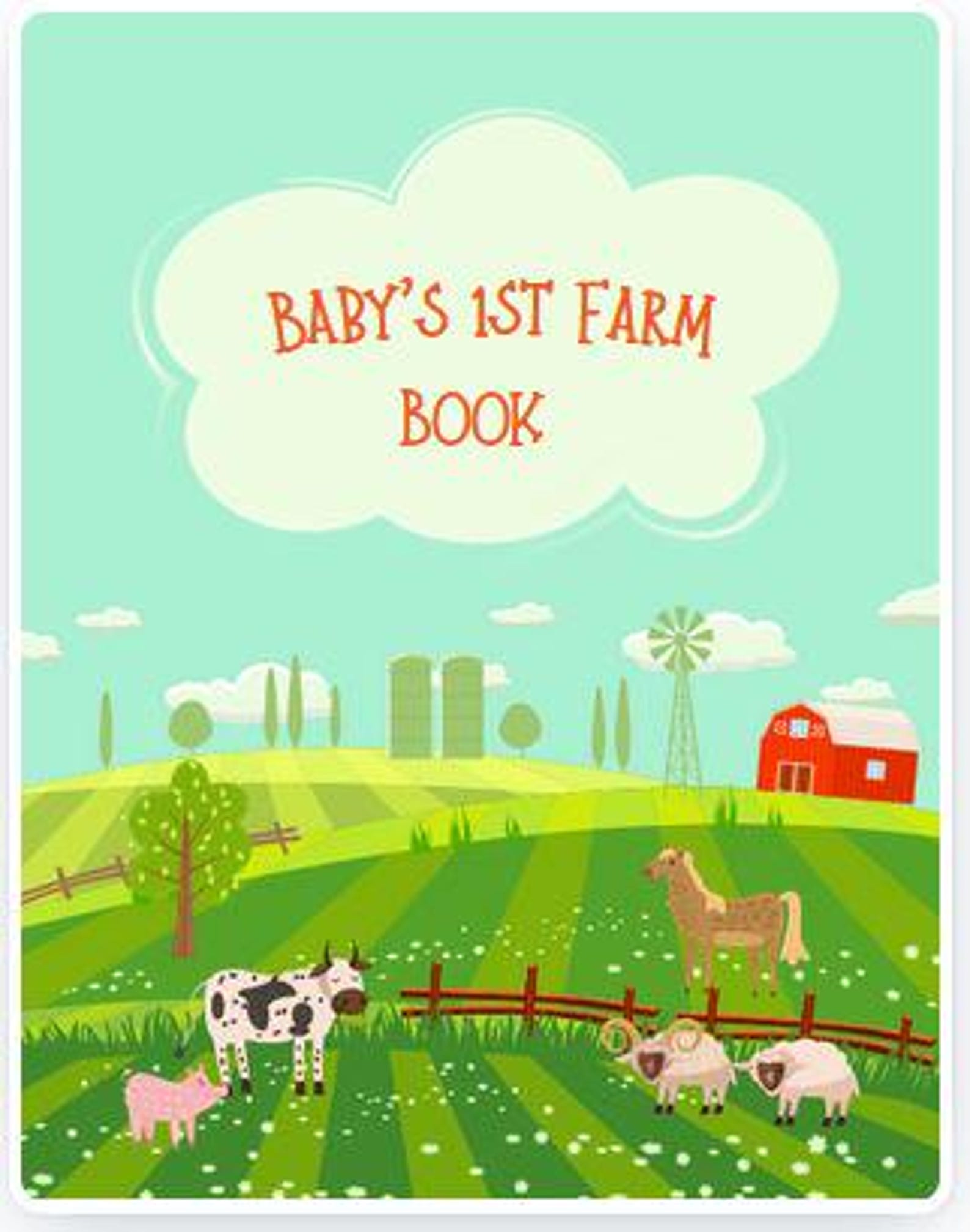 ABC Farm Baby Shower Coloring Book, Farm Animals, Equipment, Guest Book ...
