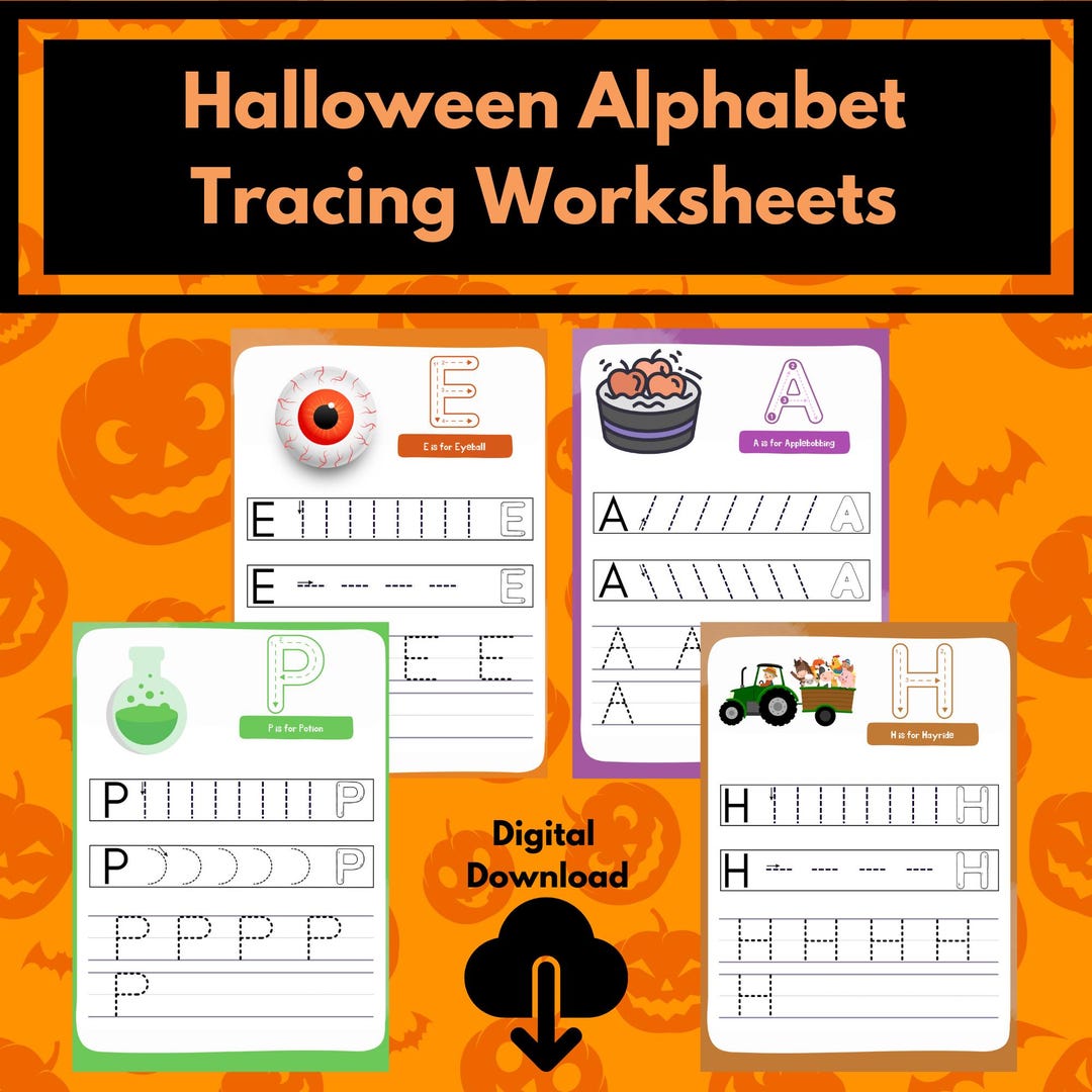 Halloween Alphabet Tracing Worksheets A-Z /alphabet Tracing Workbook ...