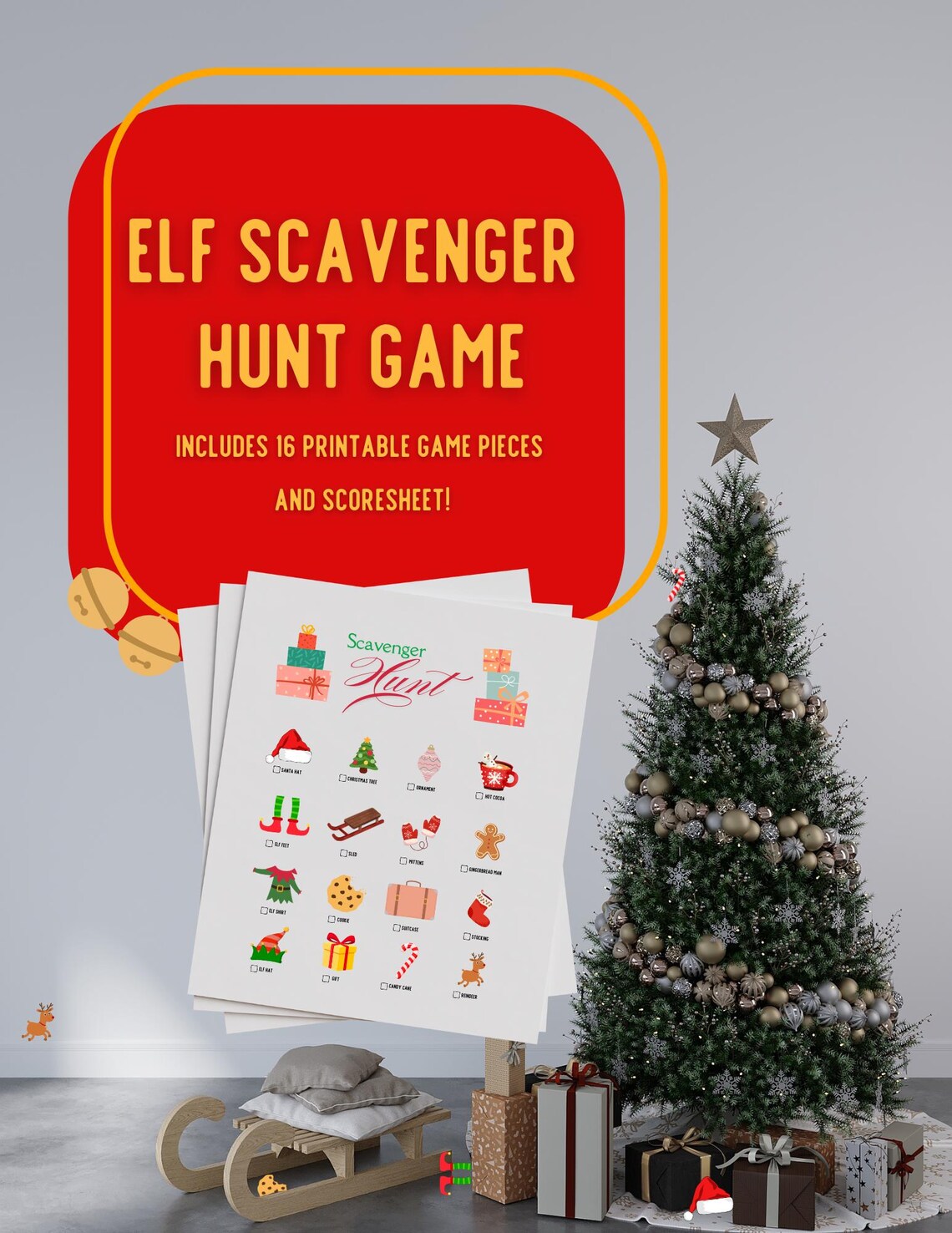 Christmas Elf Scavenger Hunt Printable Holiday Game for Kids, Families ...