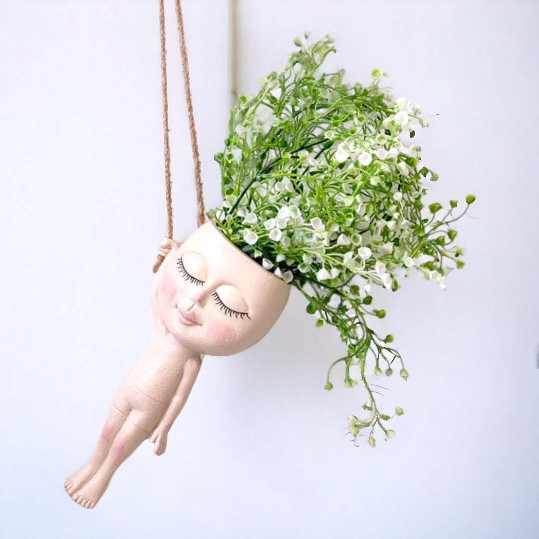 Happy Face Planter Gymnast Lady Plant Pot Plant Pot and String Cute ...